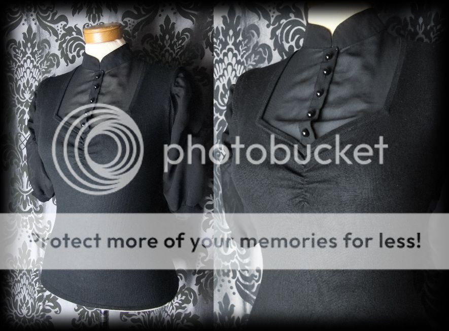 Gothic Black Fine Knit VICTORIAN GOVERNESS Blouse Top 14 16 Steampunk ...